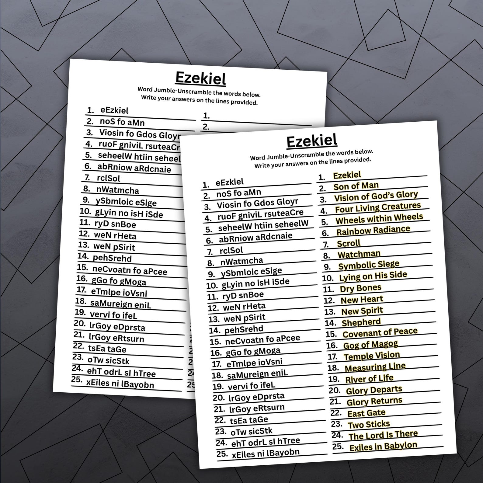 Ezekiel Bible Activities: Crossword, Word Search, and Word Scramble ...