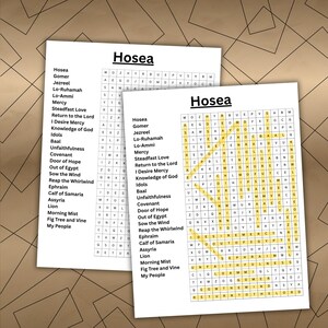 Hosea Bible Activities: Crossword, Word Search, and Word Scramble ...