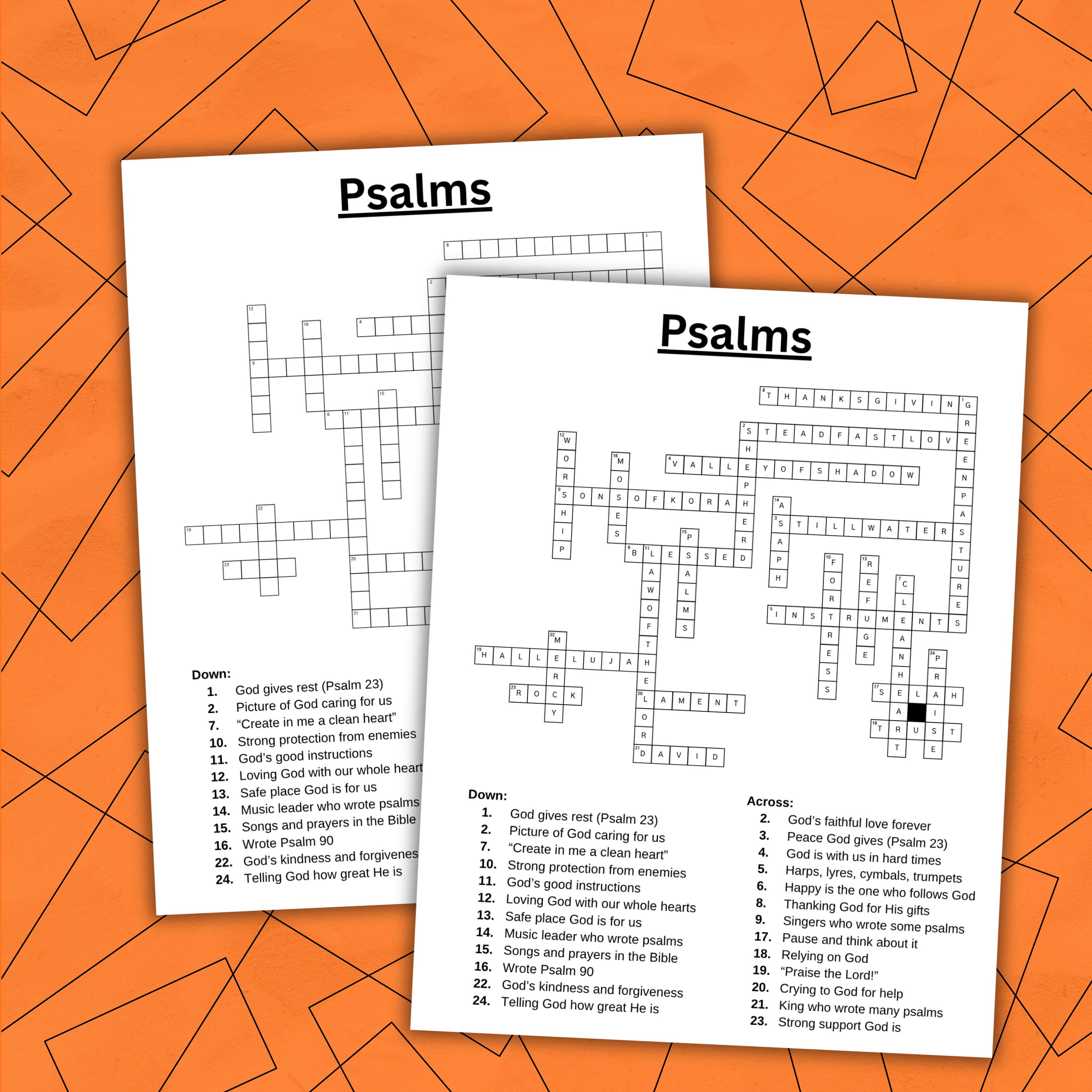 Psalms Bible Activities: Crossword, Word Search, and Word Scramble ...