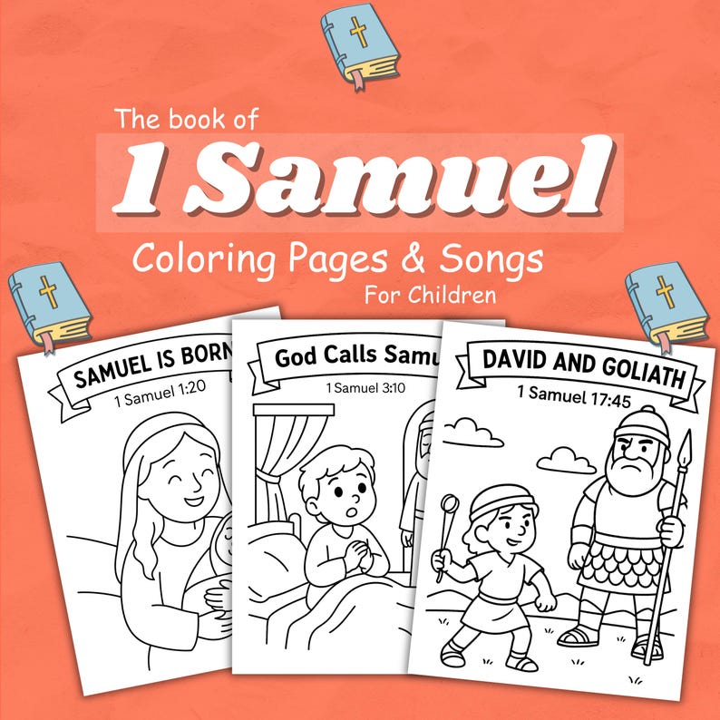 1 Samuel Bible Coloring Pages and Songs for Kids (instant Download) - Etsy