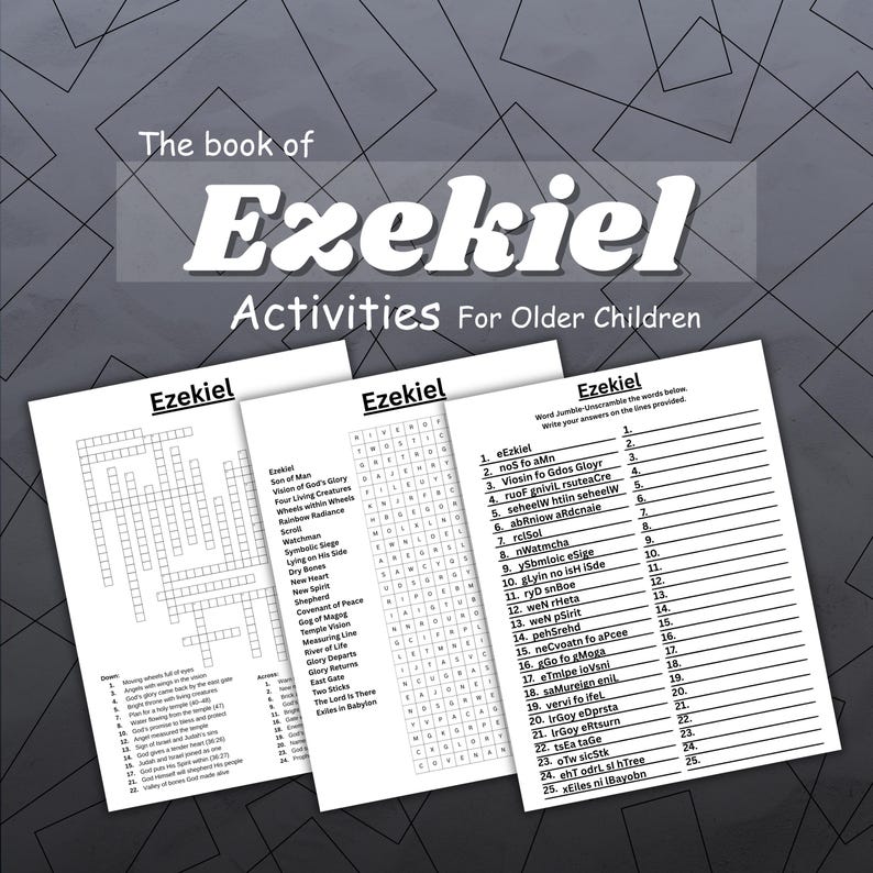Ezekiel Bible Activities: Crossword, Word Search, and Word Scramble ...