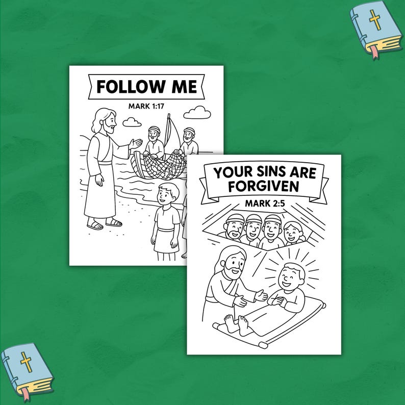 The Book of Mark Bible Coloring Pages and Songs for Kids (instant ...