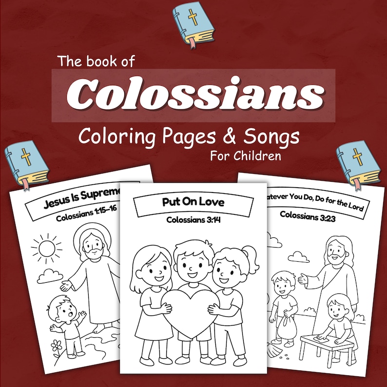 Colossians Bible Coloring Pages and Songs for Kids (instant Download ...