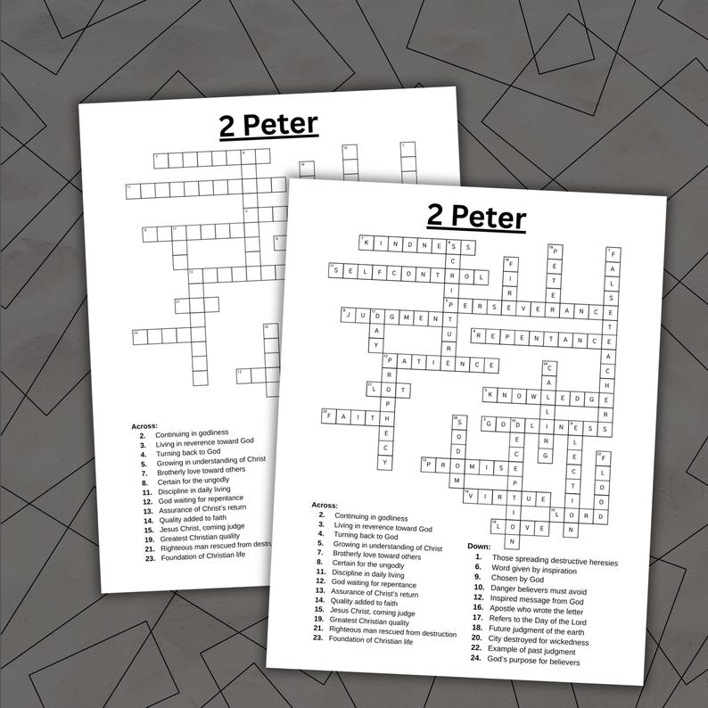 2 Peter Bible Activities: Crossword, Word Search, and Word Scramble ...