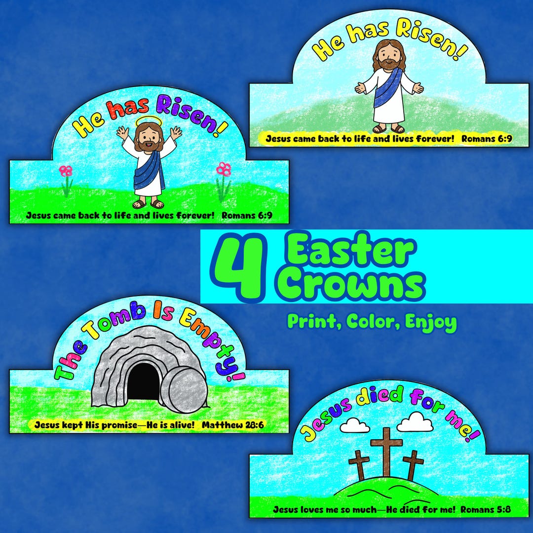 Christian Easter Coloring Crowns for Children, He Has Risen! (digital ...