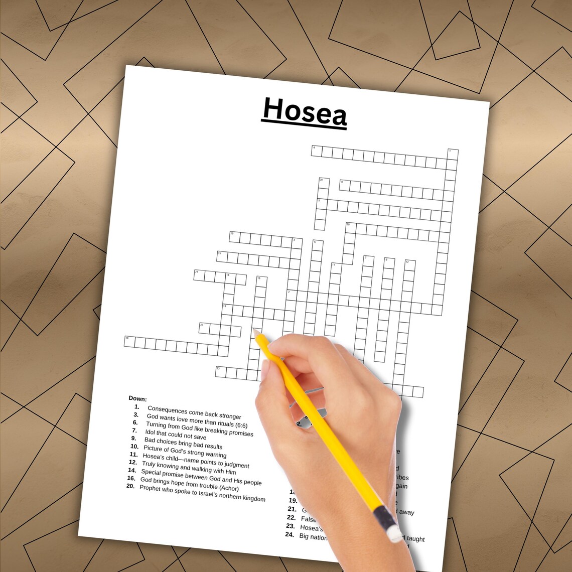 Hosea Bible Activities: Crossword, Word Search, and Word Scramble ...