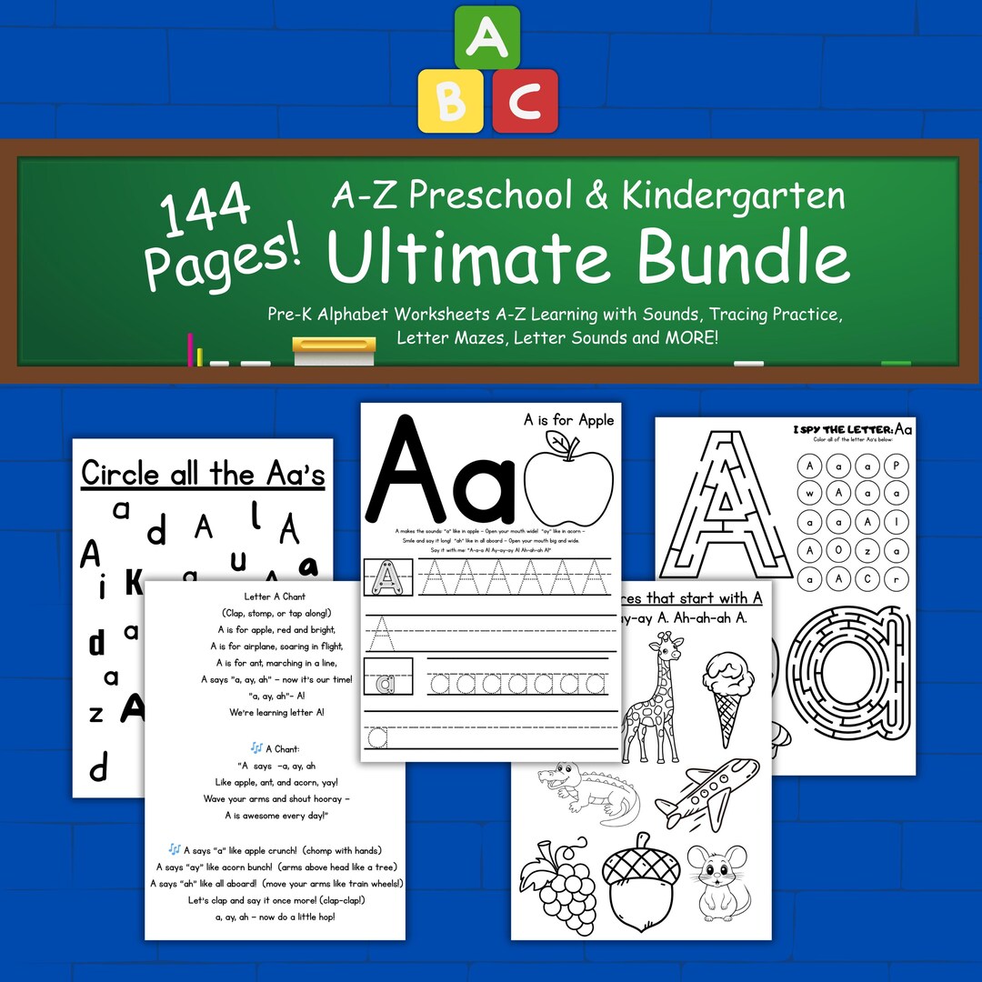 Preschool Alphabet Activities Bundle: Letter Tracing, Songs, A-Z ...