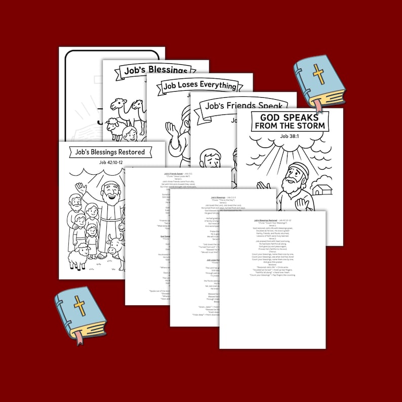 Job- Bible Coloring Pages and Songs for Kids (instant Download) - Etsy