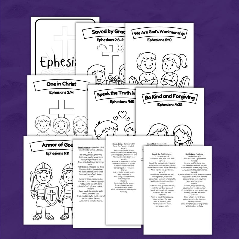 Ephesians Bible Coloring Pages and Songs for Kids (instant Download) - Etsy