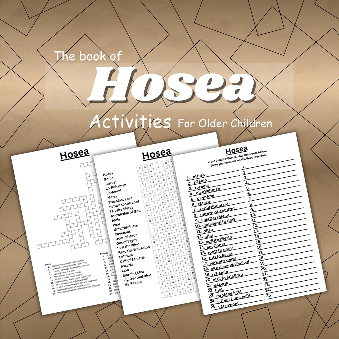 Hosea Bible Activities: Crossword, Word Search, and Word Scramble ...
