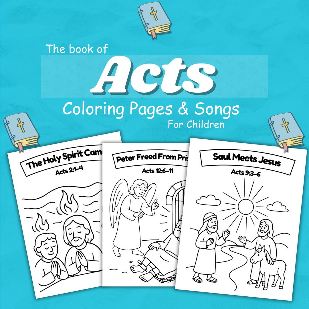The Book of Acts Bible Coloring Pages and Songs for Kids (instant ...