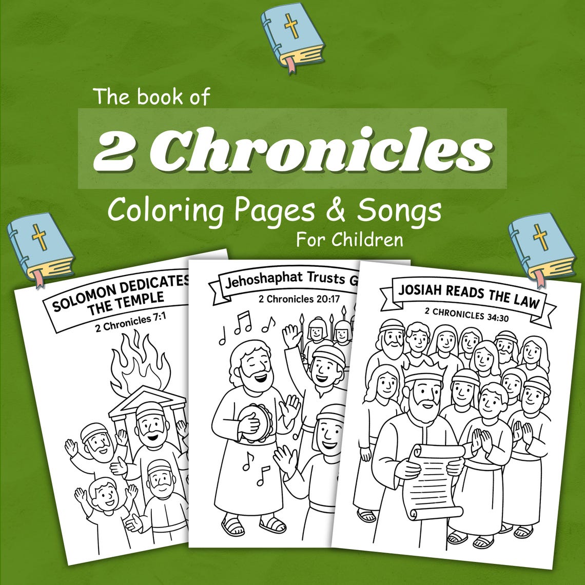 2 Chronicles- Coloring Pages and Songs for Kids Learning the Bible - Etsy