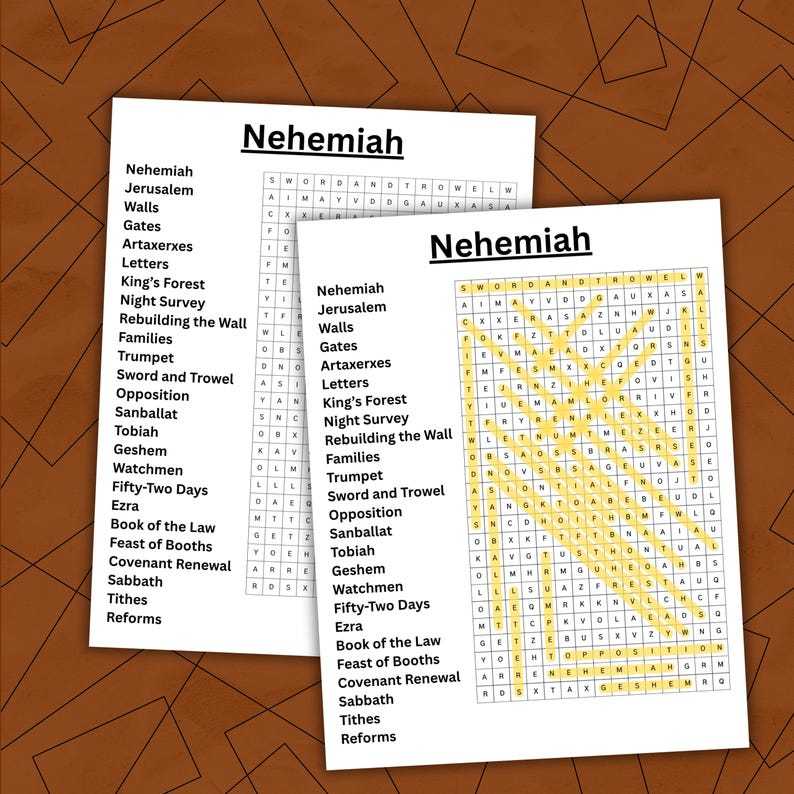 Nehemiah Bible Activities: Crossword, Word Search, and Word Scramble ...