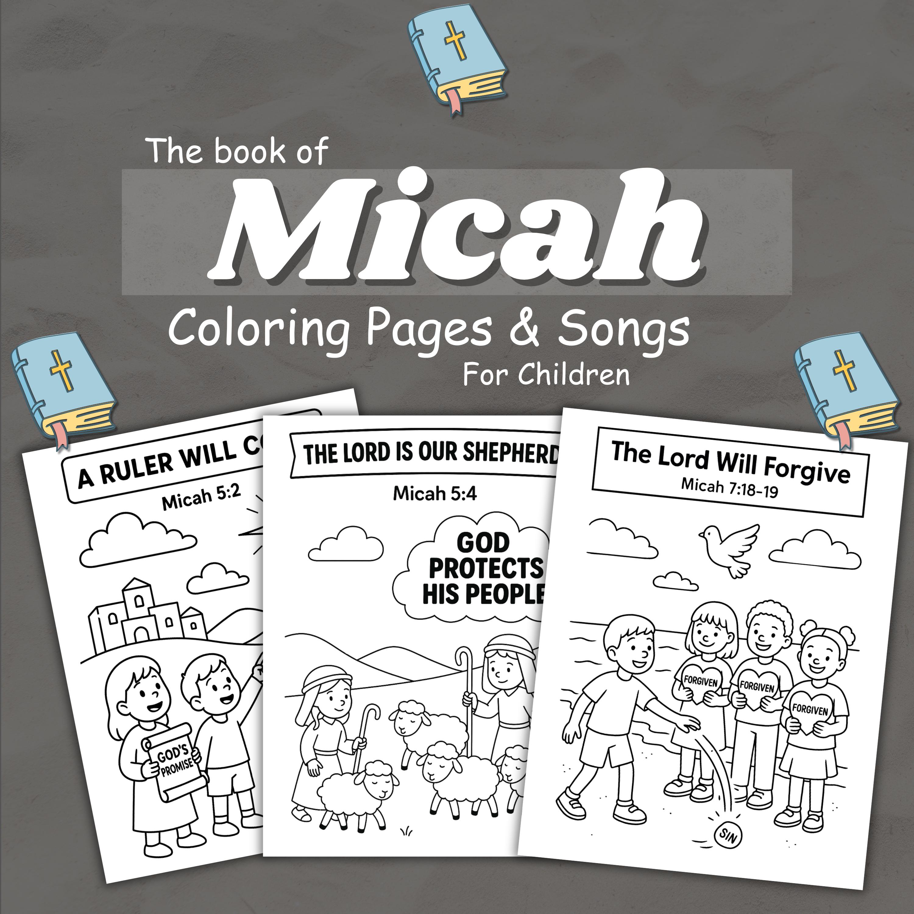 Micah- Coloring Pages and Songs for Kids Learning the Bible (instant ...