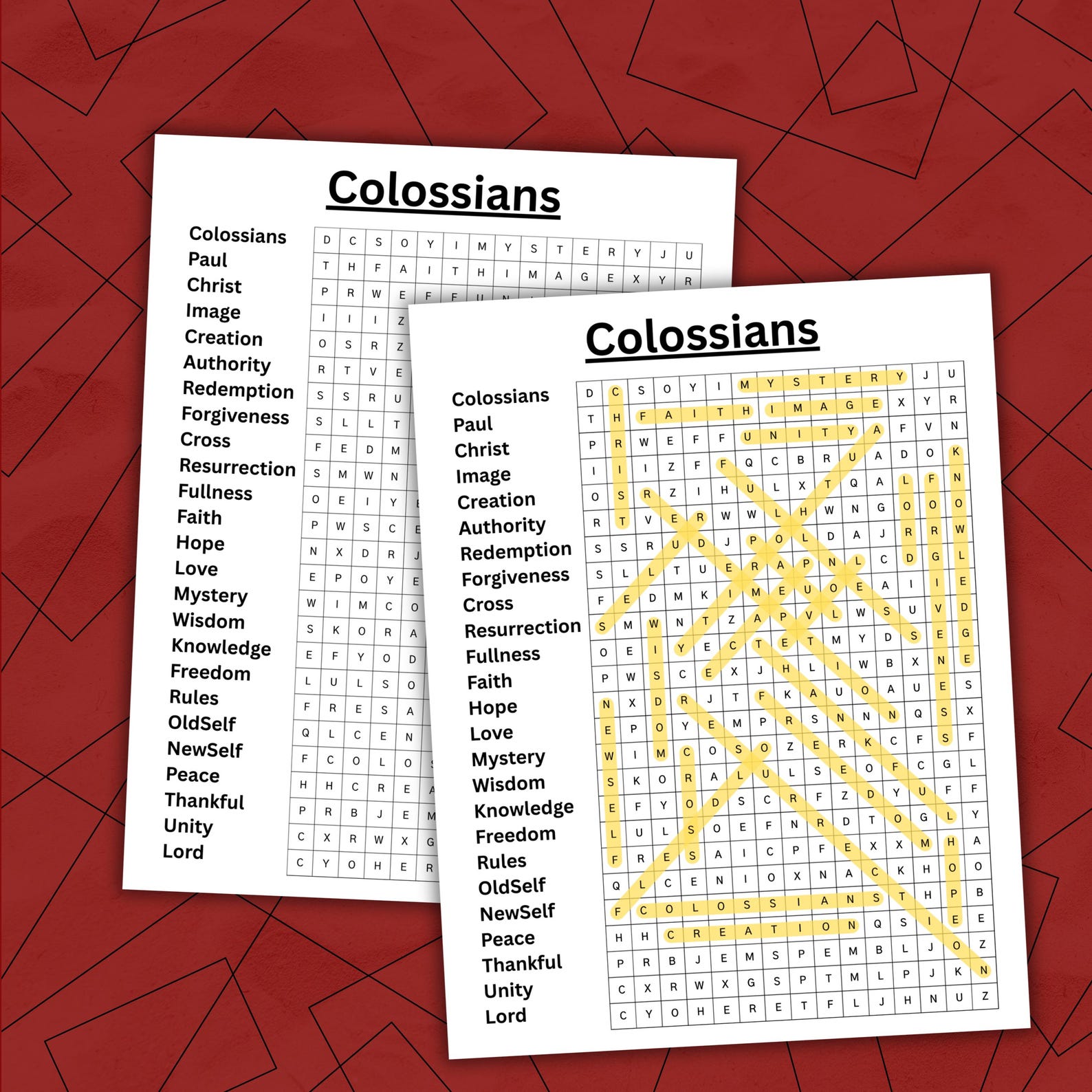 Colossians Bible Activities: Crossword, Word Search, and Word Scramble ...