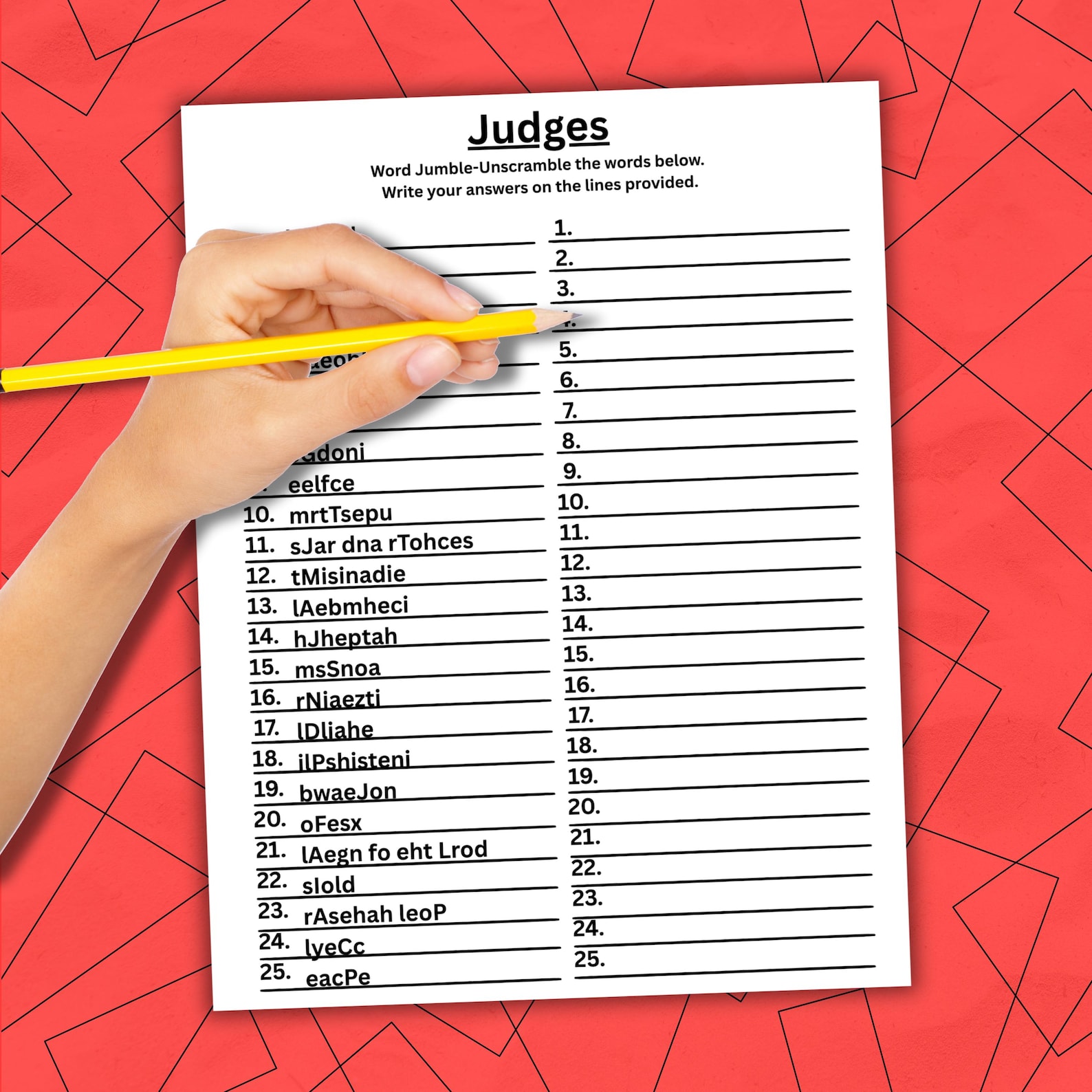 Judges Bible Activities: Crossword, Word Search (digital Download) - Etsy