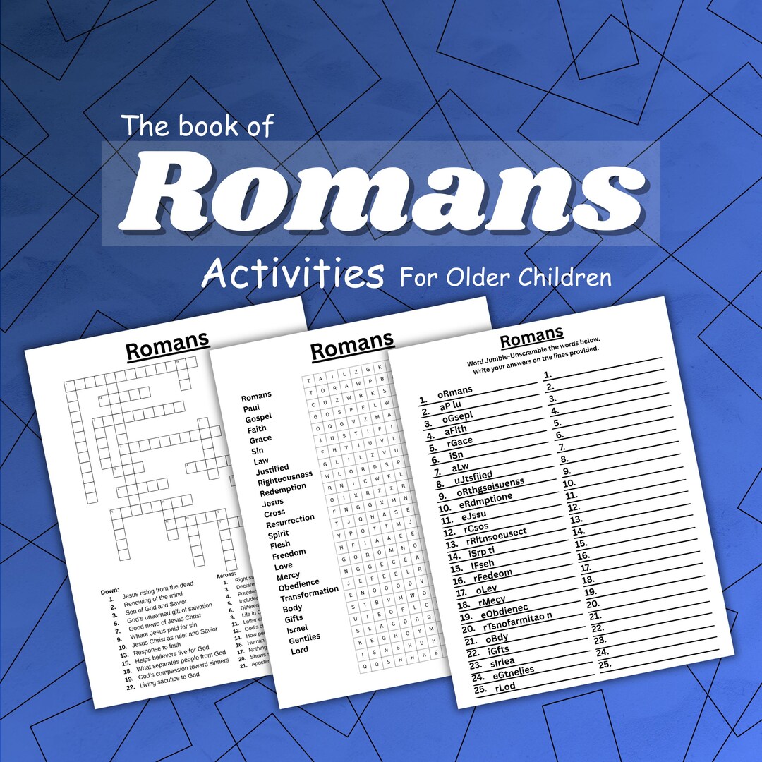 Romans Bible Activities: Crossword, Word Search, and Word Scramble ...