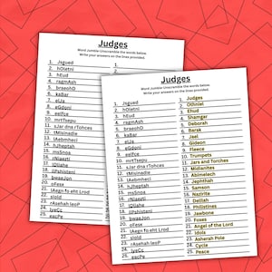 Judges Bible Activities: Crossword, Word Search (digital Download) - Etsy