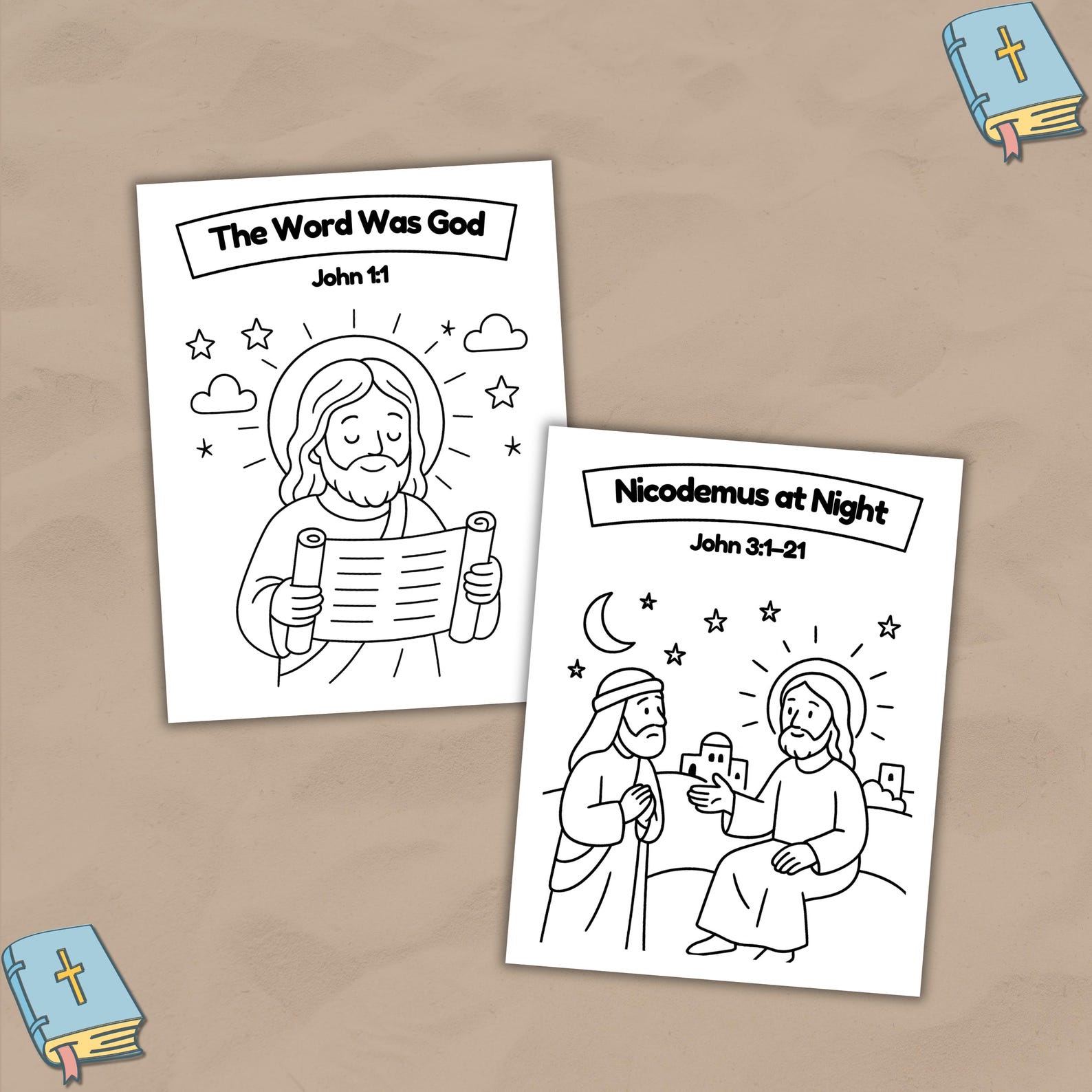 The Book of John Bible Coloring Pages and Songs for Kids (instant ...