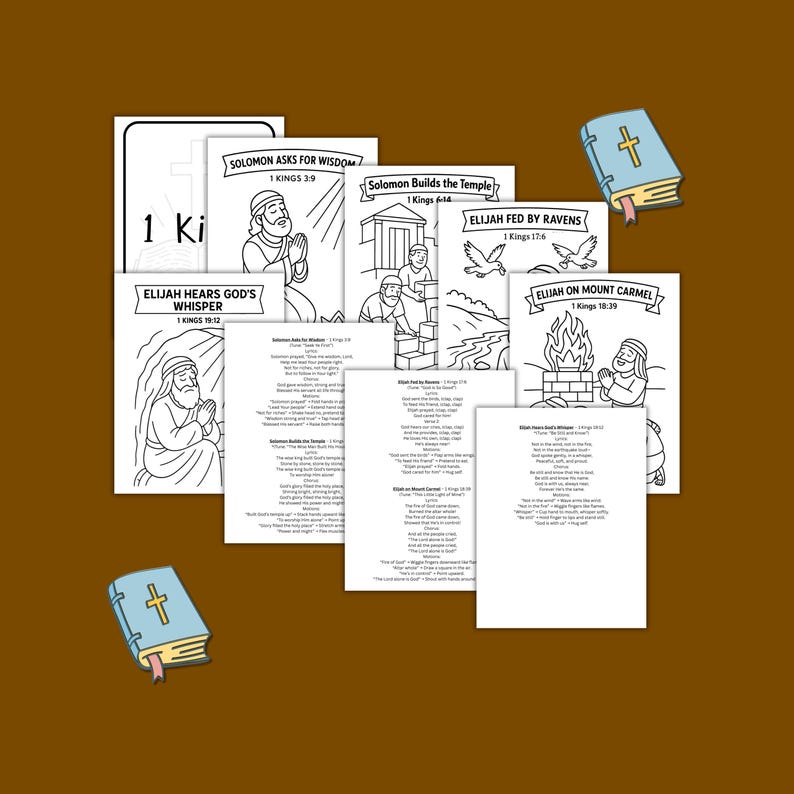 1 Kings Coloring Pages and Songs for Learning the Bible - Etsy