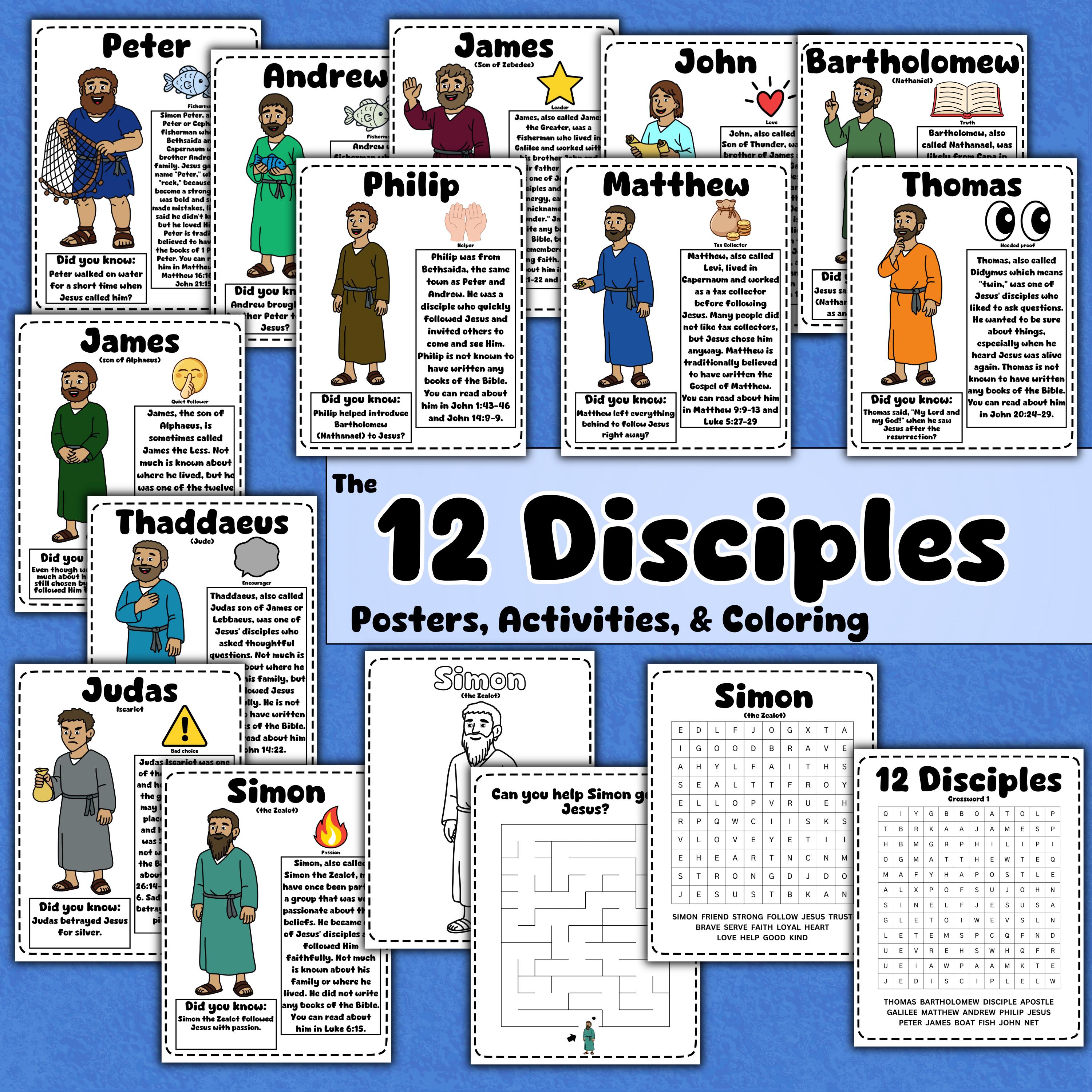 Learn the 12 Disciples With These Posters, Activities, and Coloring ...