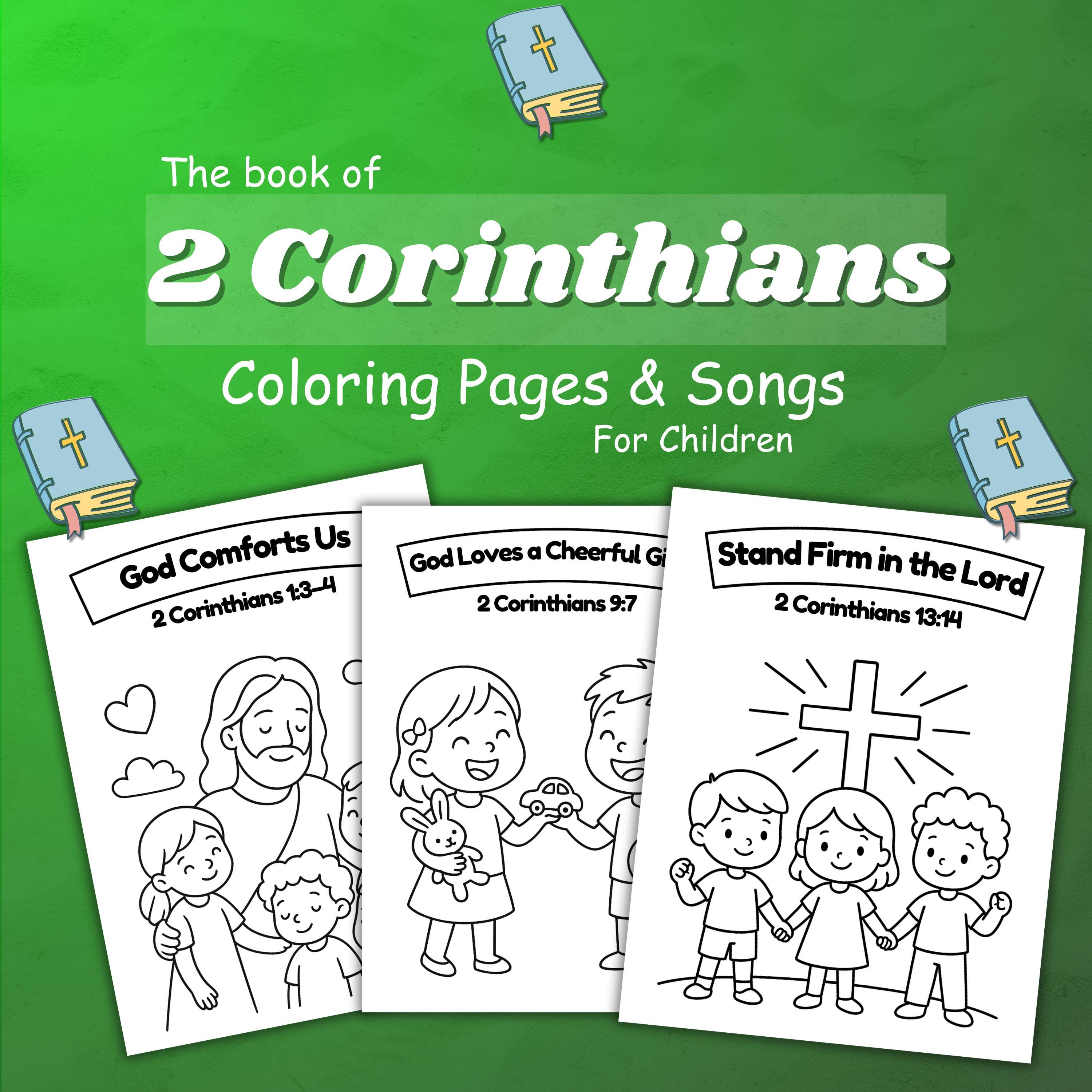 2 Corinthians Bible Coloring Pages and Songs for Kids (instant Download ...