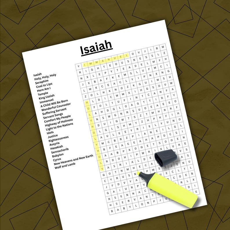 Isaiah Bible Activities: Crossword, Word Search, and Word Scramble ...