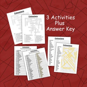 Colossians Bible Activities: Crossword, Word Search, and Word Scramble ...