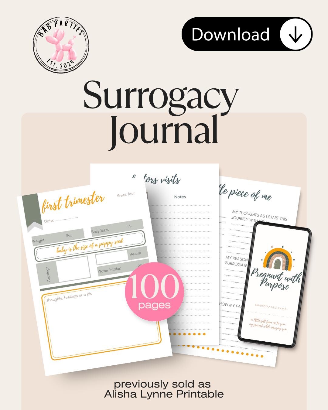 DIGITAL DOWNLOAD Surrogacy Journal / Notebook - Etsy