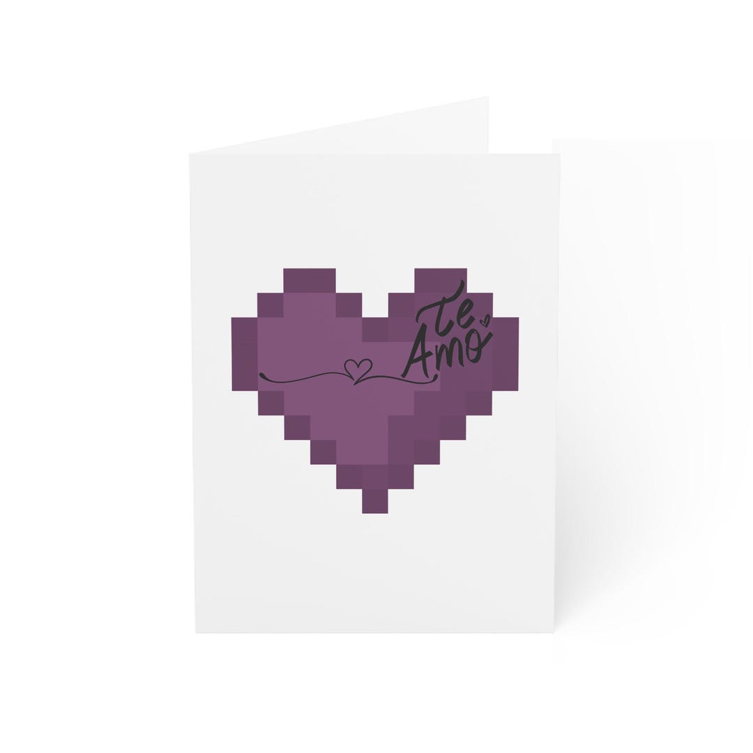 Pixel Heart Te Amo Cards | Romantic Spanish Love Note Cards - Etsy