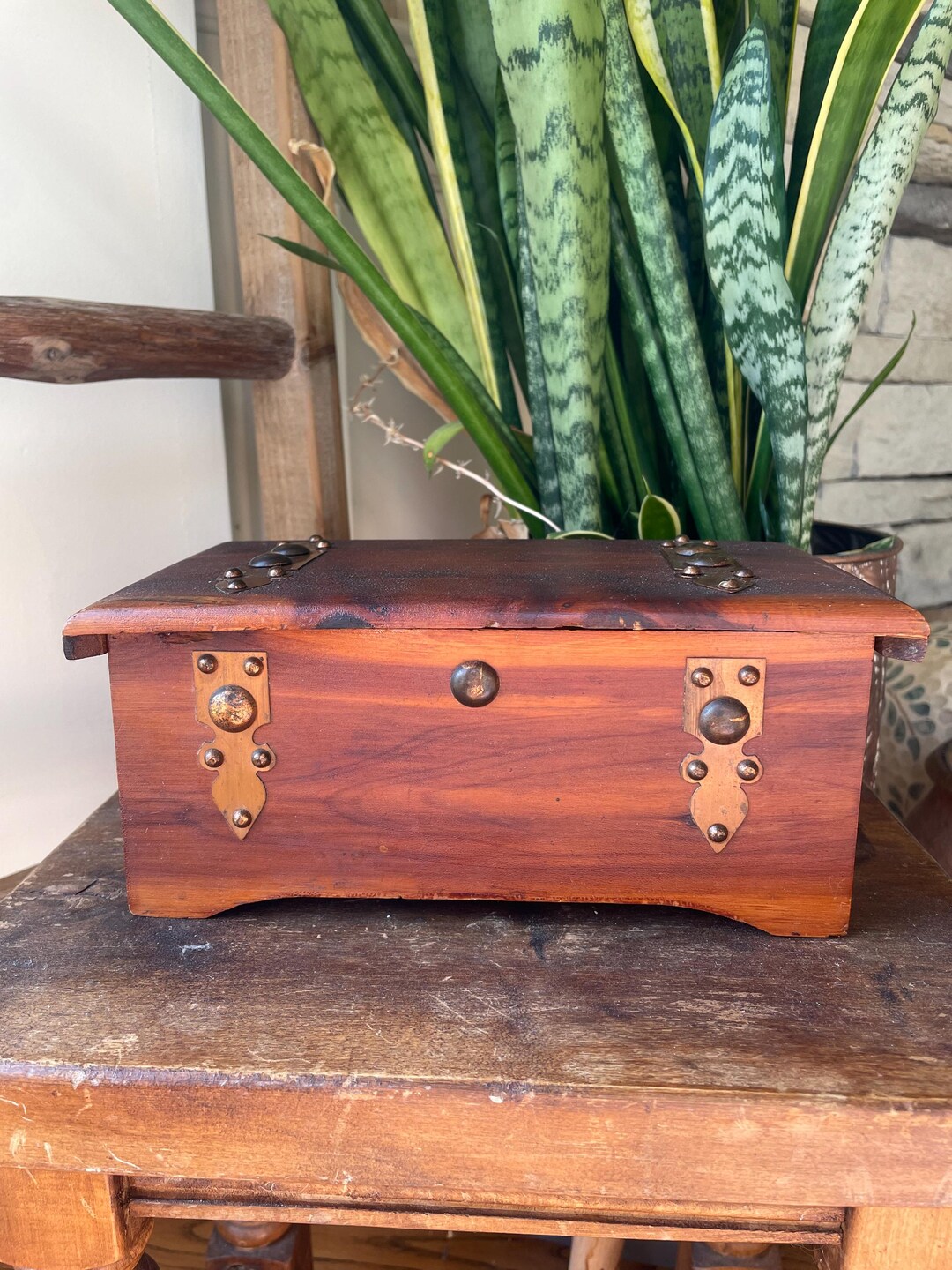 Vintage Medieval Style Wooden Storage Box With Embossed Lid | Rustic ...