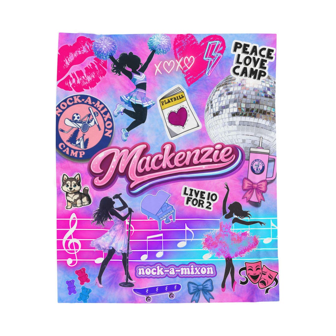 Personalized Mackenzie Name Collage Velveteen Plush Blanket | Dance ...