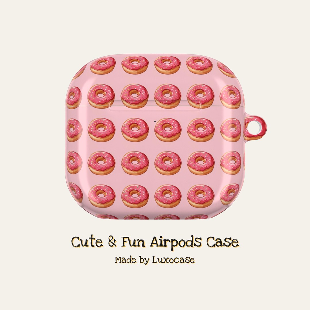 Cute Pink Donut Pattern AirPod Pro Case, AirPod 2nd Gen Case, AirPod ...