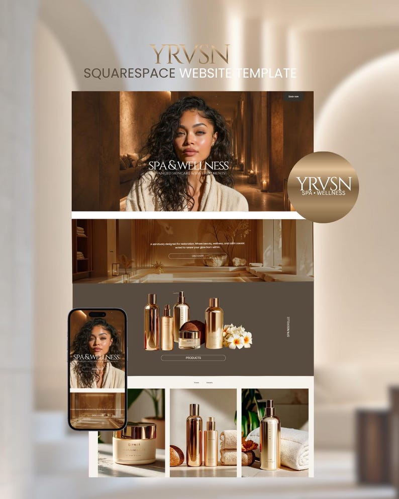 Spa Website Template Wellness Business Theme Squarespace Beauty Design ...