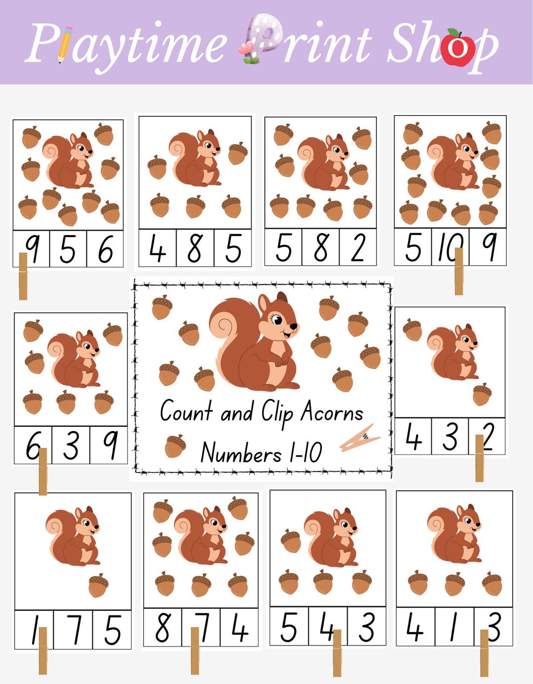 Preschool Counting Activity 1–10 | Count & Clip Cards | Number ...