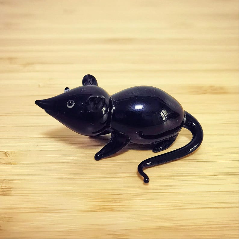 Hand Blown Glass Mouse Sculpture: Murano Style Art Figurine ...