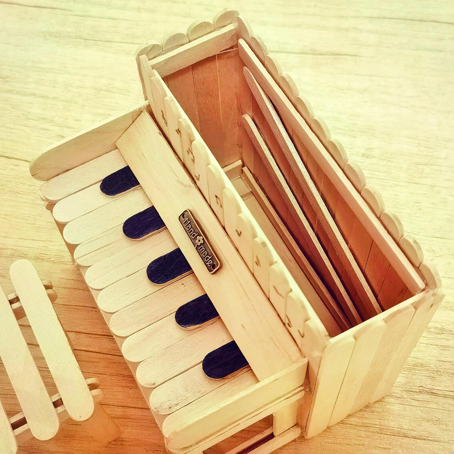 Handcrafted Musical Piano Desk Organizer by Popsicle Sticks: Perfect ...