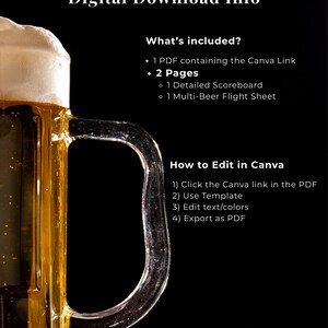 Beer Tasting Scorecard Printable: Craft Beer Flight Rating Sheet (PDF ...