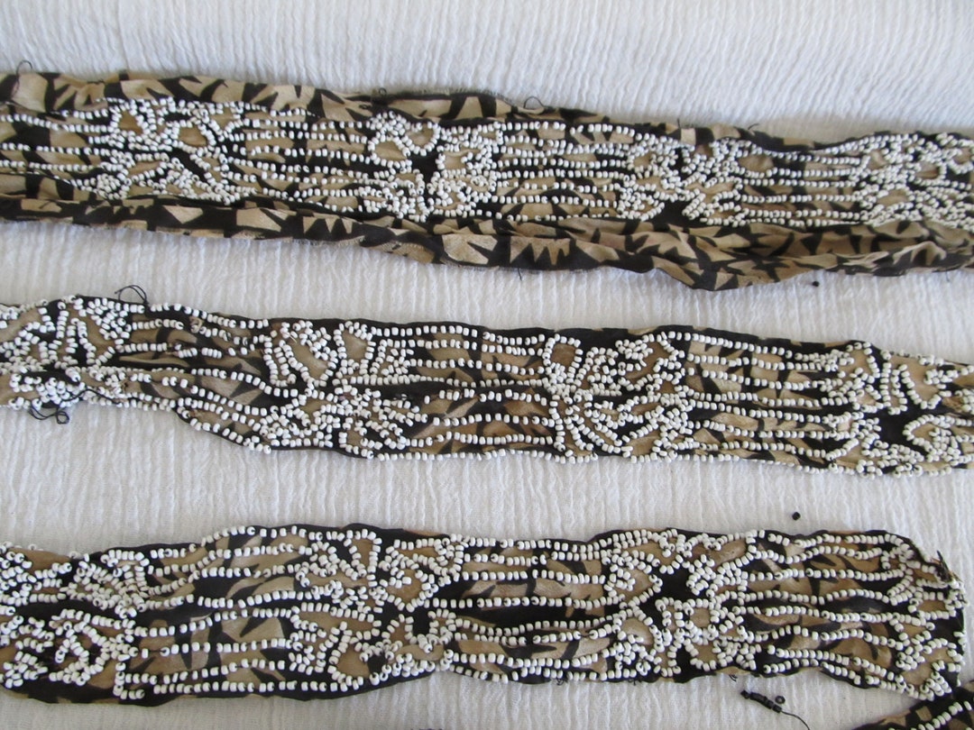 Vintage Salvage Beadwork Trim, White Beaded Pieces, Salvage Trim ...