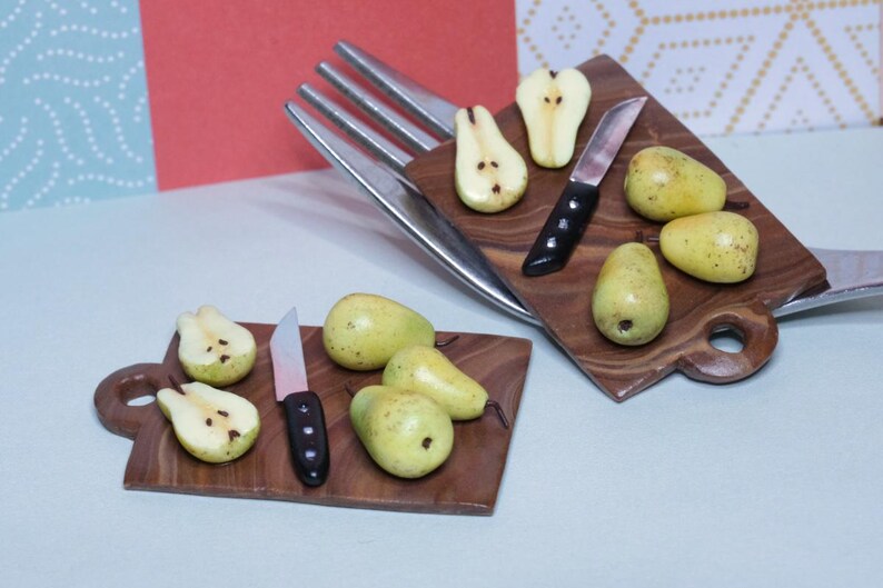 Miniature Pear Cutting Board: Handmade Dollhouse Food, Fridge Magnet - Etsy