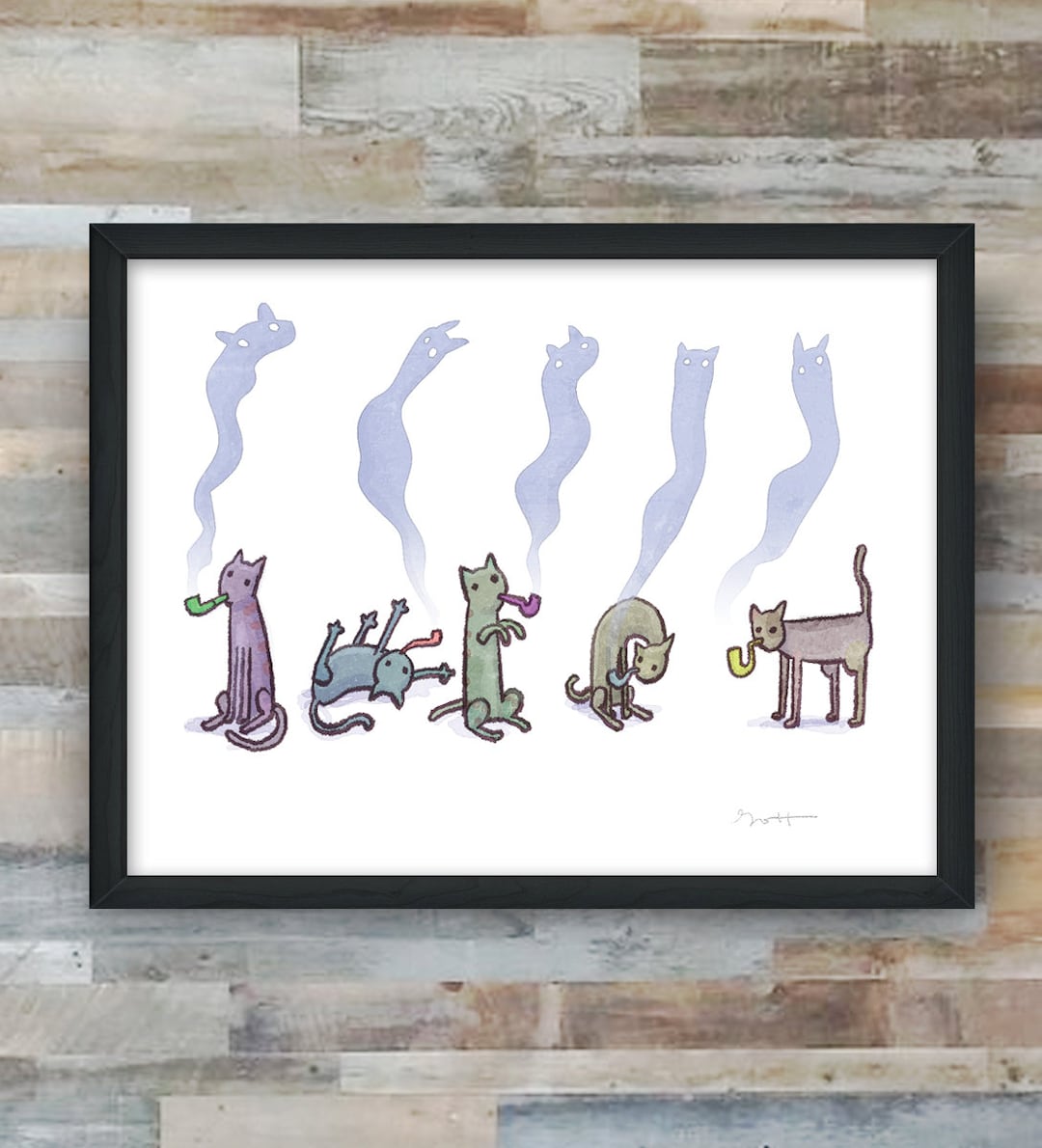 Cats Smoking Pipes- Digital Art Print - Etsy
