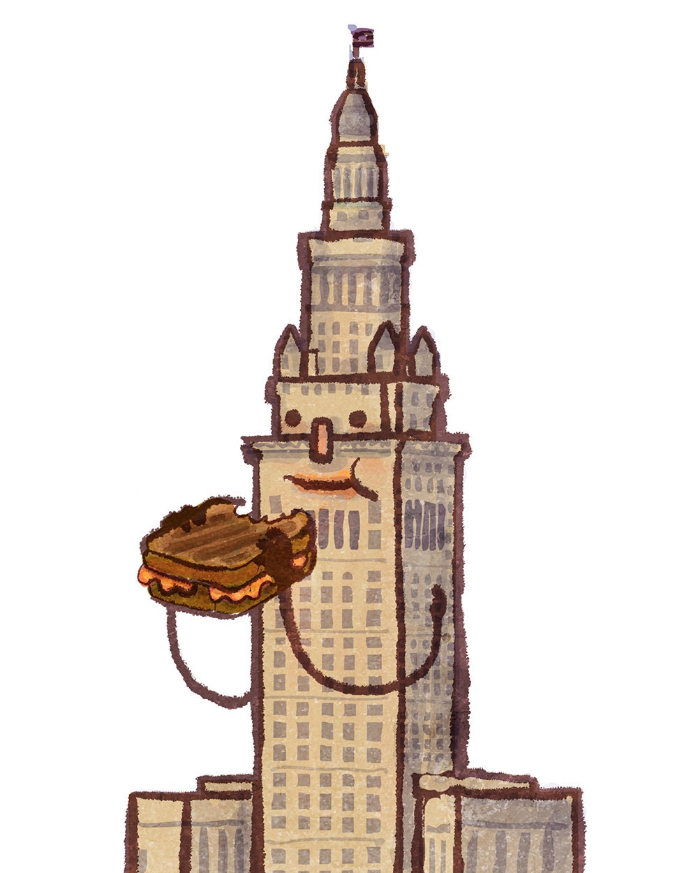 Terminal Tower Eating a Grilled Cheese Sandwich. Digital Art Print - Etsy