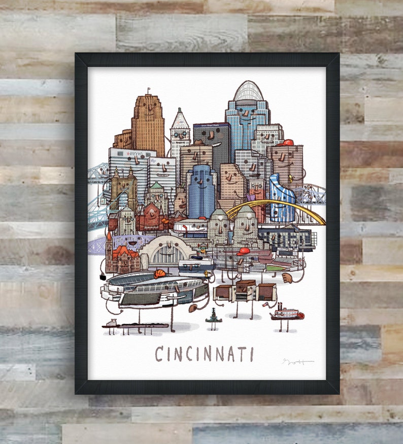 Cincinnati Skyline Group Portrait Digital Art Print - Etsy