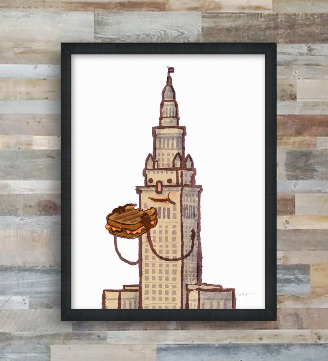 Terminal Tower Eating a Grilled Cheese Sandwich. Digital Art Print - Etsy