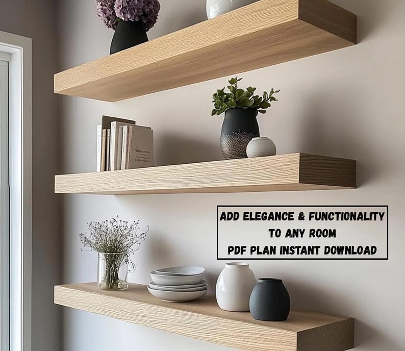 White Oak Floating Shelves Plan – DIY Modern Wall-mounted Storage ...