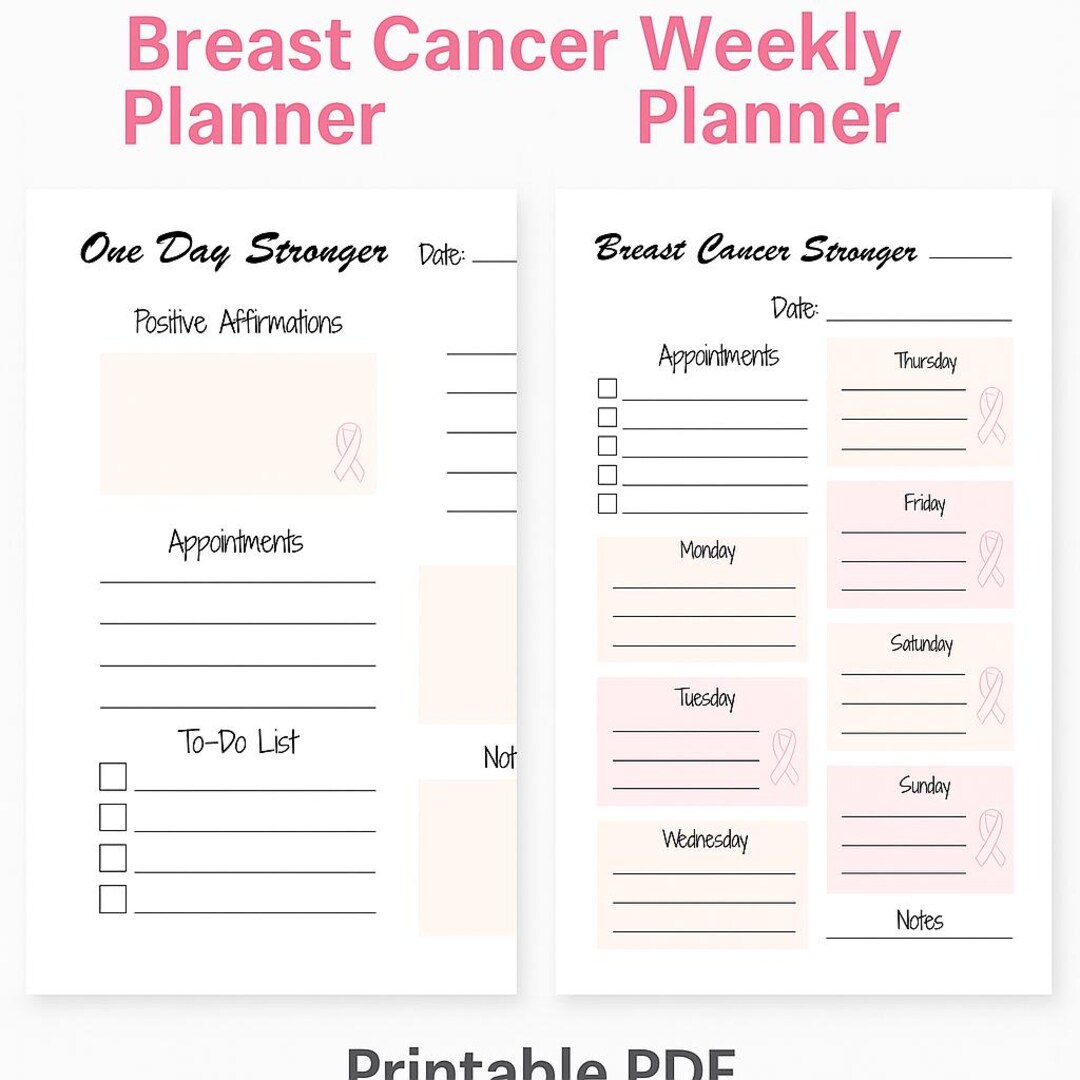 Breast Cancer Daily Planner: Chemo Treatment Organizer (PDF) - Etsy