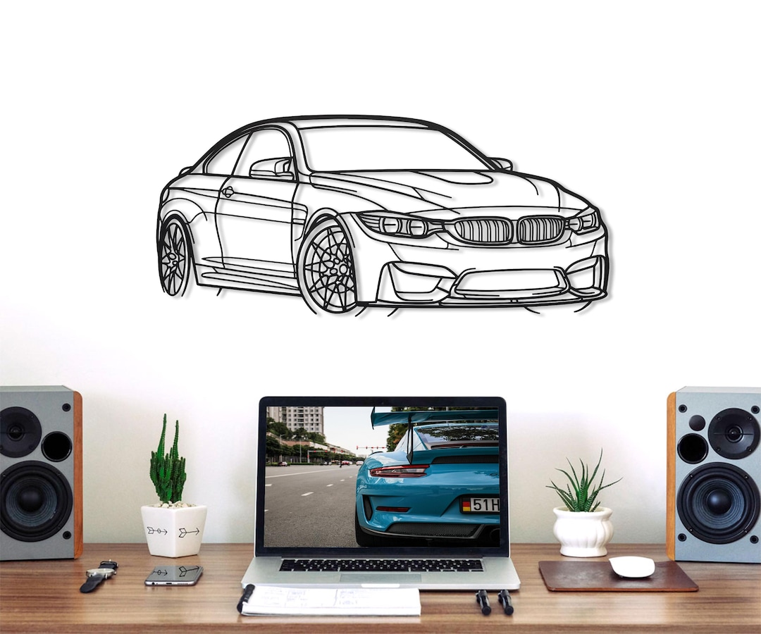 M4 F82 Front Angle Car Silhouette Wall Art, Metal Wall Art Decor, Gift ...