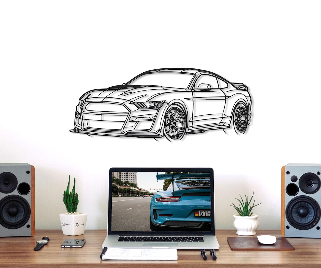 Mustang Shelby GT500 2021 Angle Metal Car Silhouette Wall Art, Metal ...