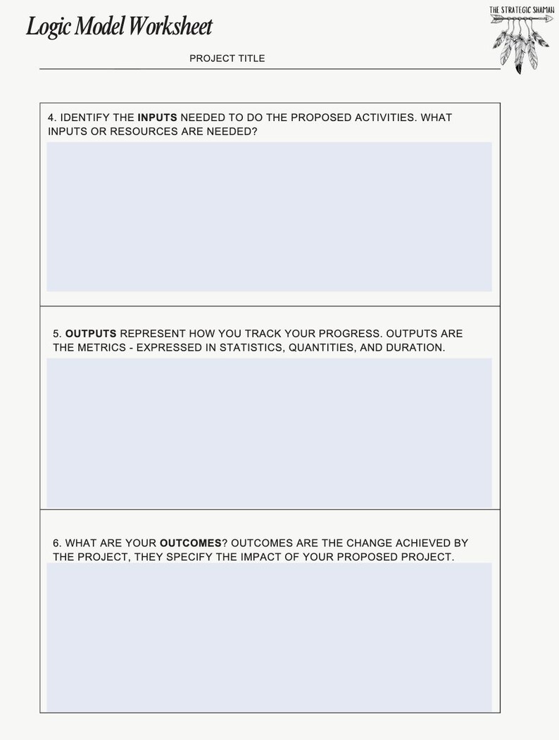 Logic Model Worksheet | Fillable + Printable Grant Writing Template ...