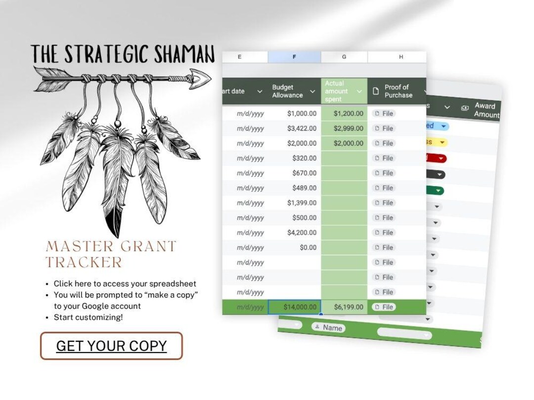 Master Grant Tracker Spreadsheet for Excel and Google Sheets - Etsy